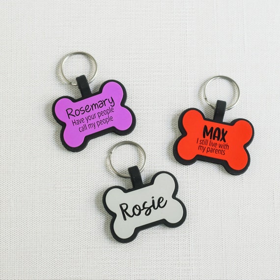 Personalized Dog ID Tags Bone Silicone Dog Tag Engraved - Etsy