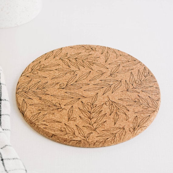 Cork Trivet Olive Branch Laser Engraved Kitchen Decor - Etsy