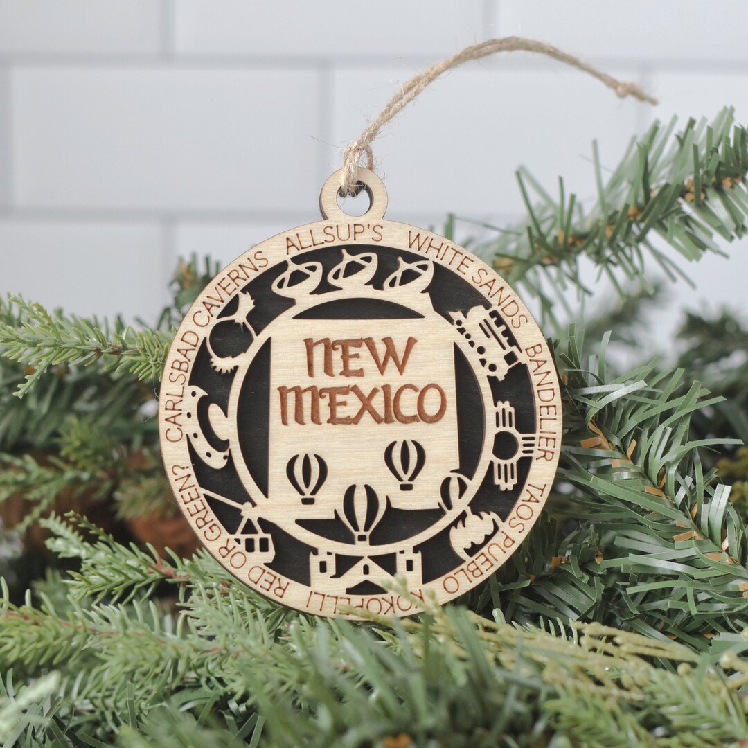 New Mexico Christmas Ornament, Wood Christmas Ornament, New Mexico ...
