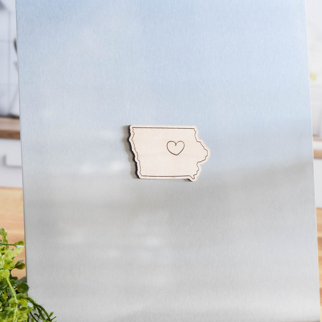 Iowa Magnet, Wooden Iowa State Magnet, Laser Cut IA State Magnet, Iowa ...