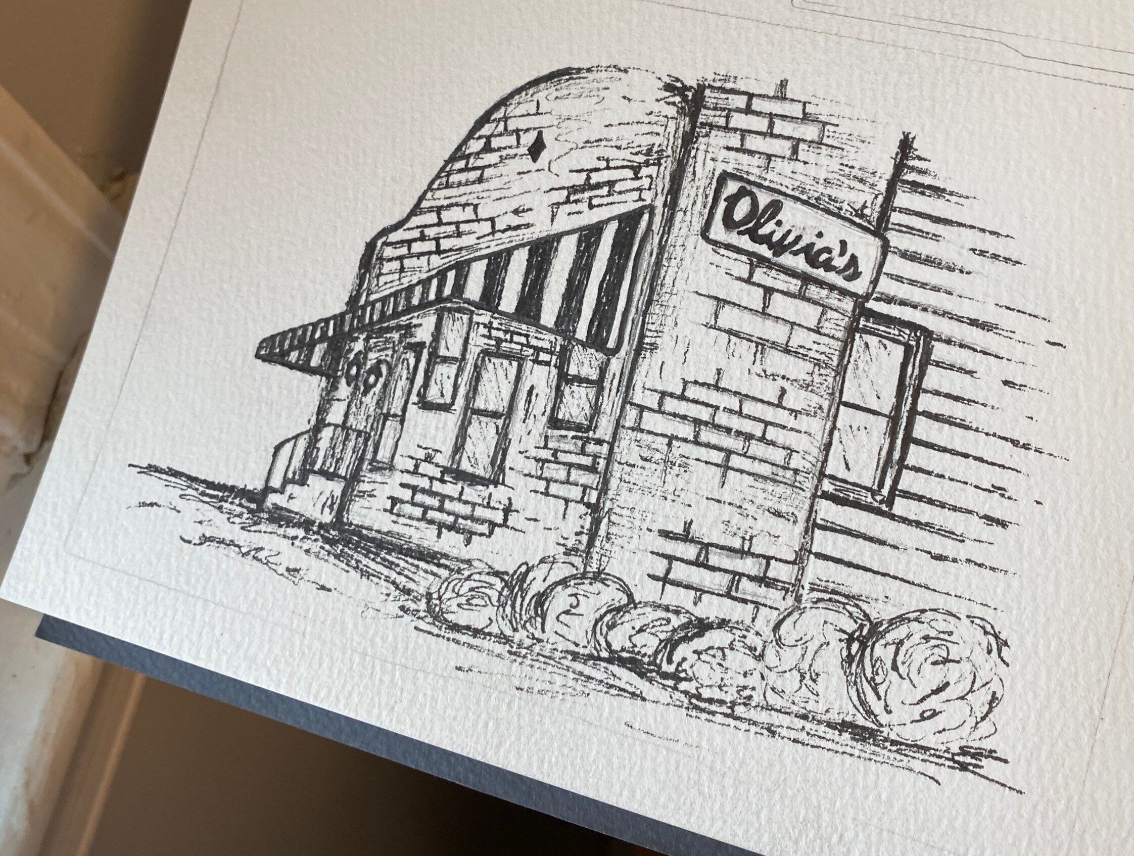 Custom 5x7 Building Drawing - Etsy