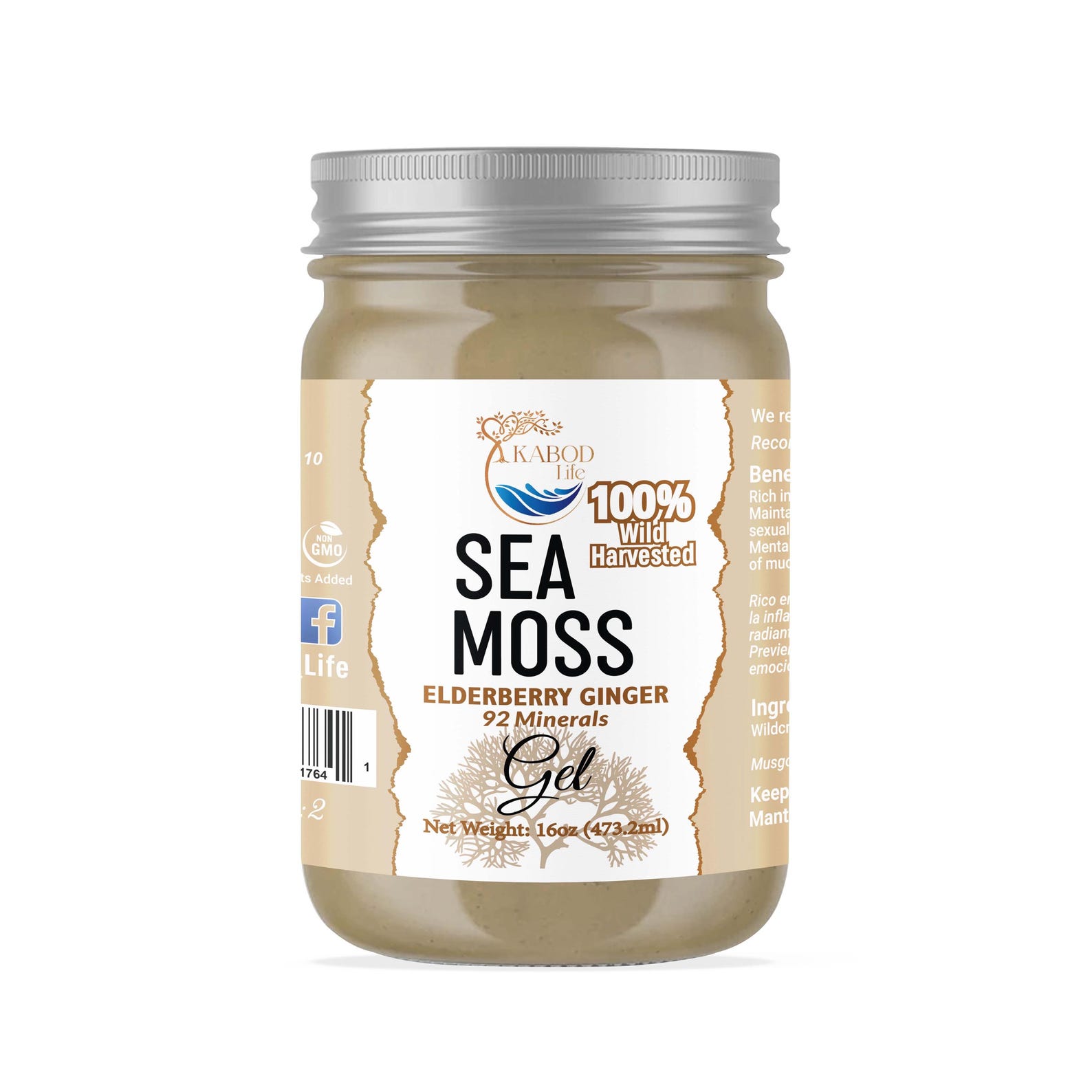 Organic Wild Harvested Sea Moss Gel With Elderberry & Ginger – Natural ...