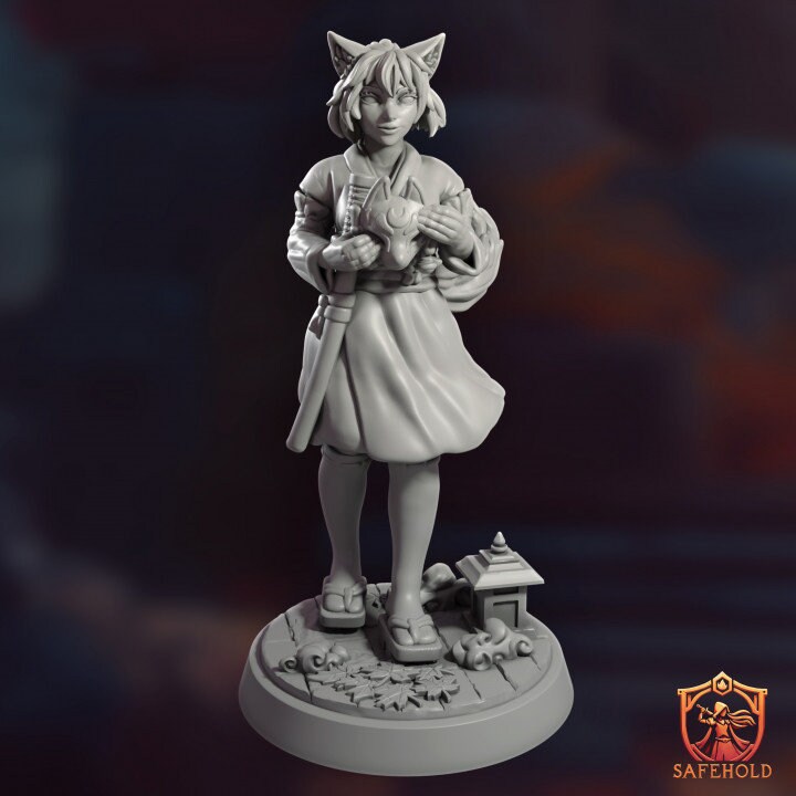 Inari the Kitsune Girl 32mm Model by Victorya holdmyminis - Etsy