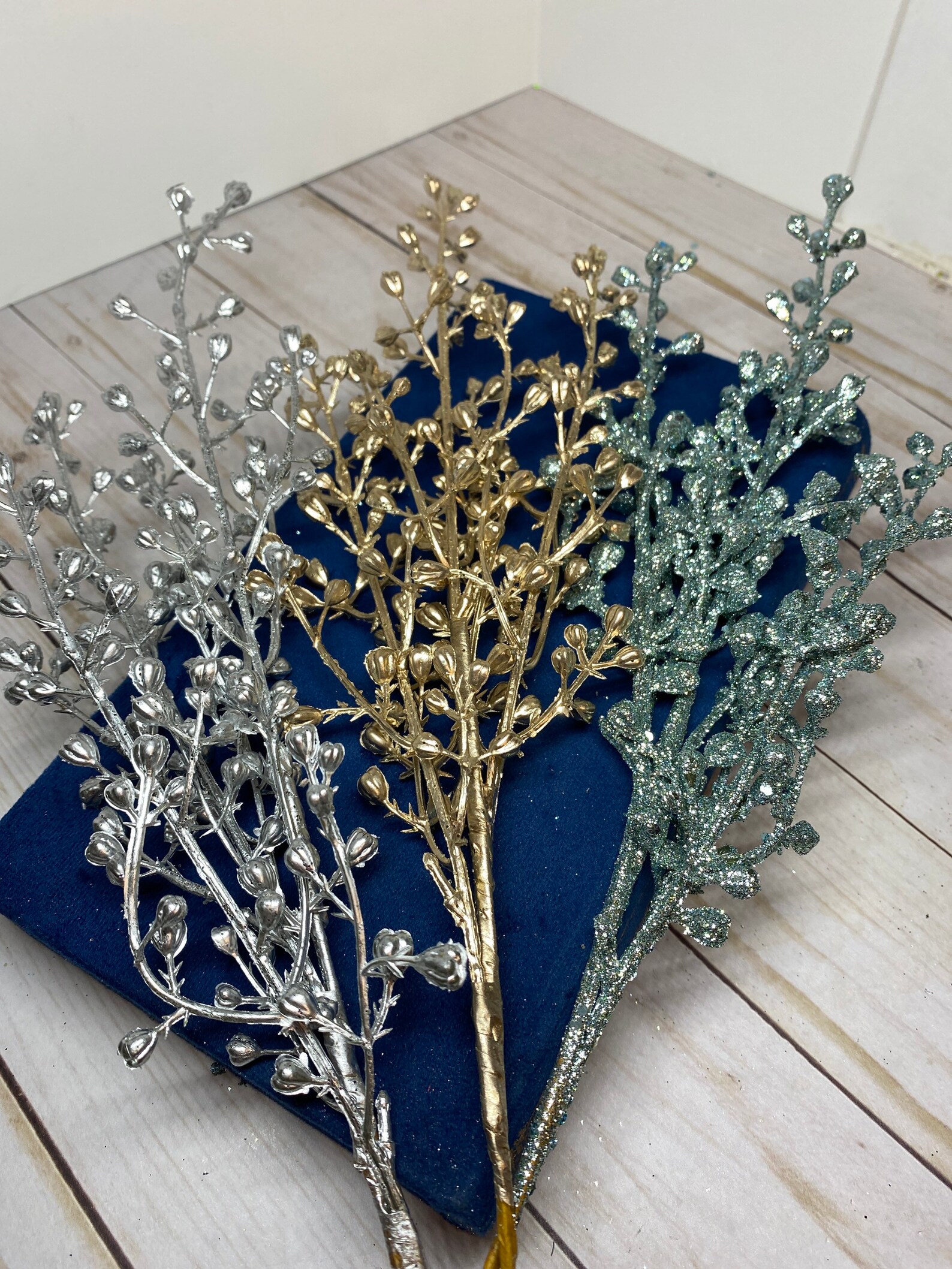 Ice Blue Christmas Pick Gold Christmas Pick Silver - Etsy