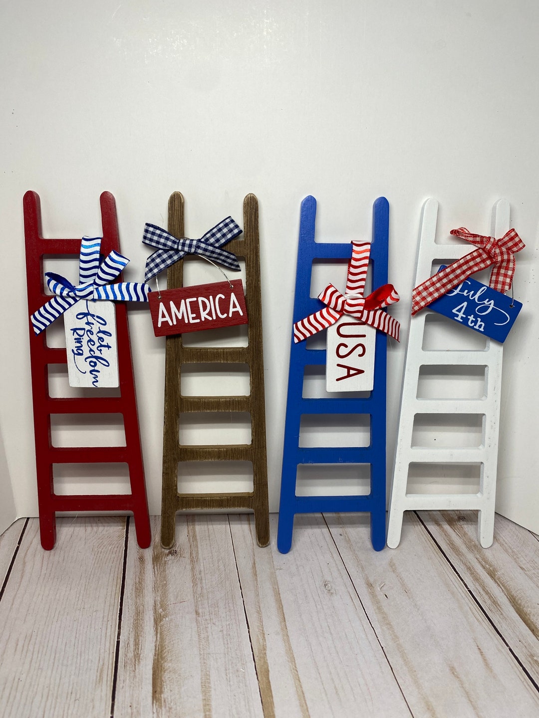 July 4th Miniature Ladder, 4th of July Ladder, 4th of July Tiered Tray ...