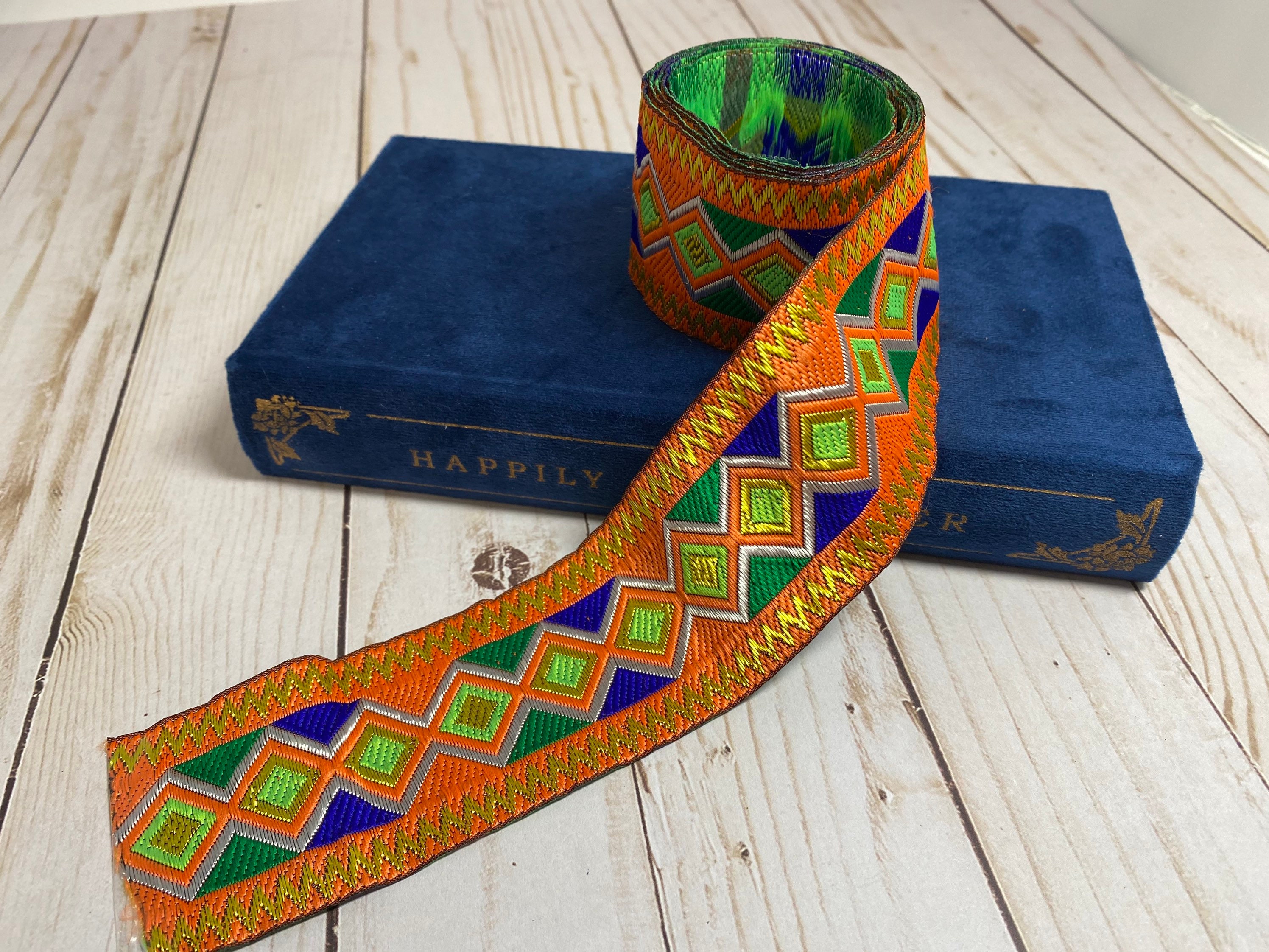 Multi Orange ethnic design decorative trim ribbon 2 1 yard | Etsy