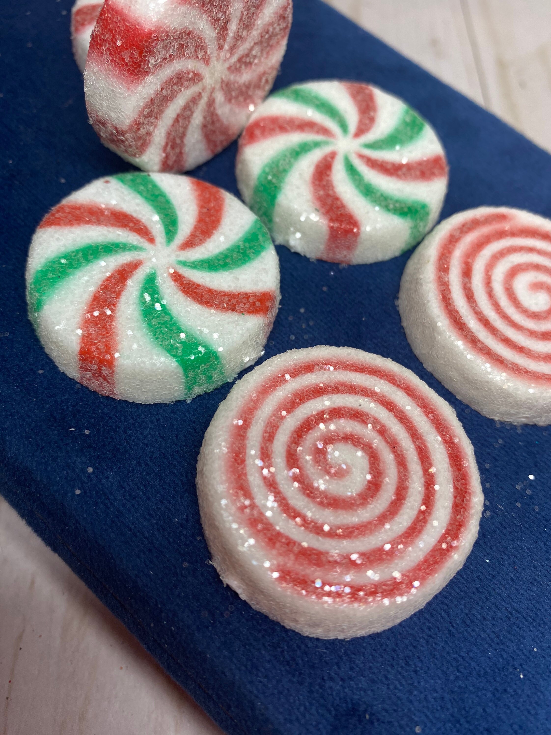 Miniature Frosted Peppermint Candy Discs Artificial Candy - Etsy