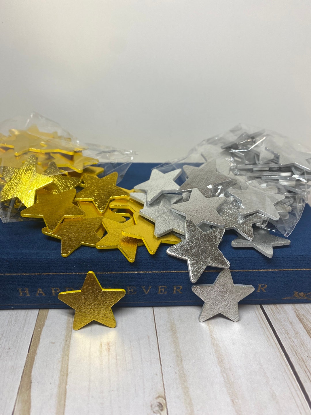Gold and Silver Small Wooden Adhesive Stars - Decorative Star ...