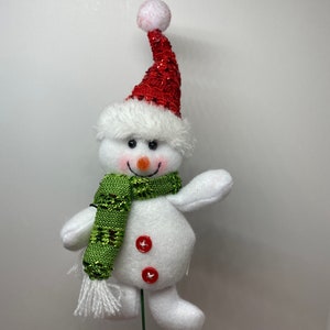 Christmas Snowman Pick Plush Christmas Snowman Stem Christmas Tree Pick ...