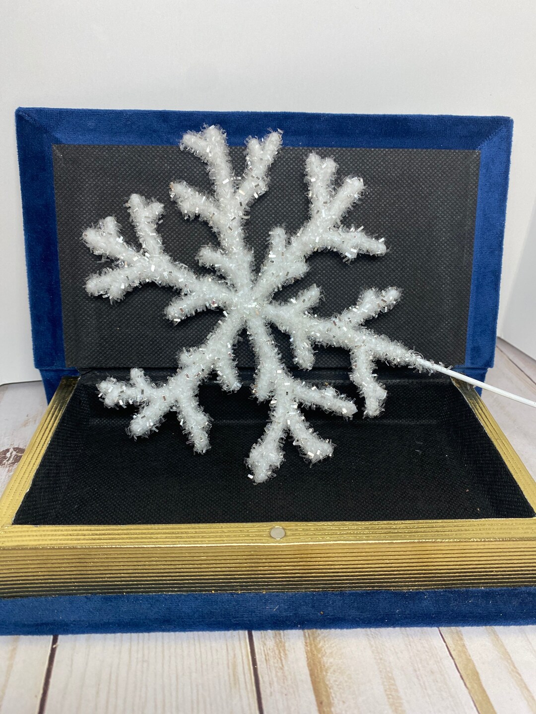 White Glitter Snowflake Christmas Pick Tinsel Snowflake Pick Christmas ...