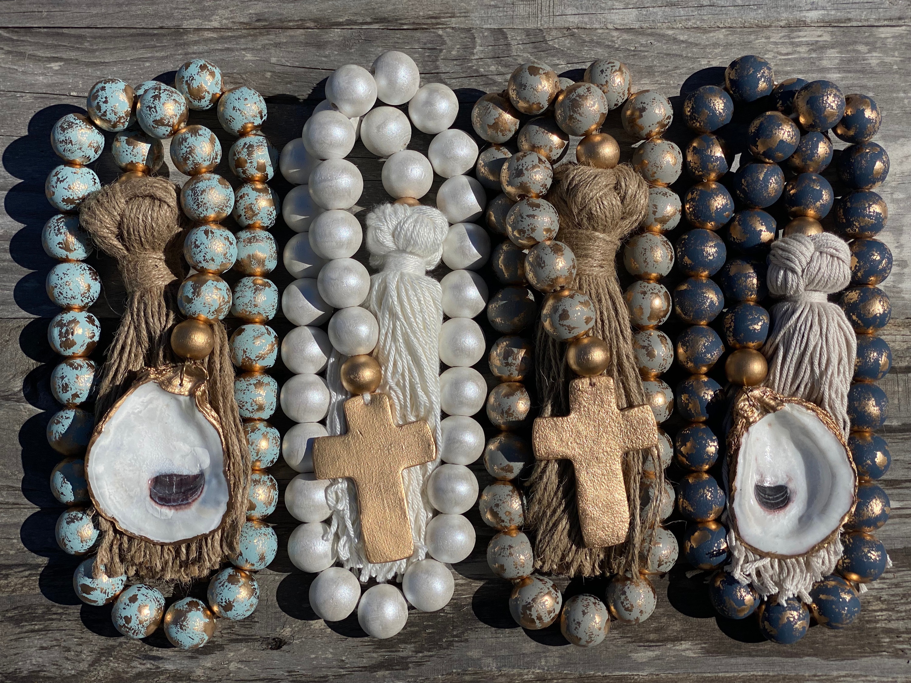 Large Blessing Bead Garland With Clay Cross and Tassel - Etsy
