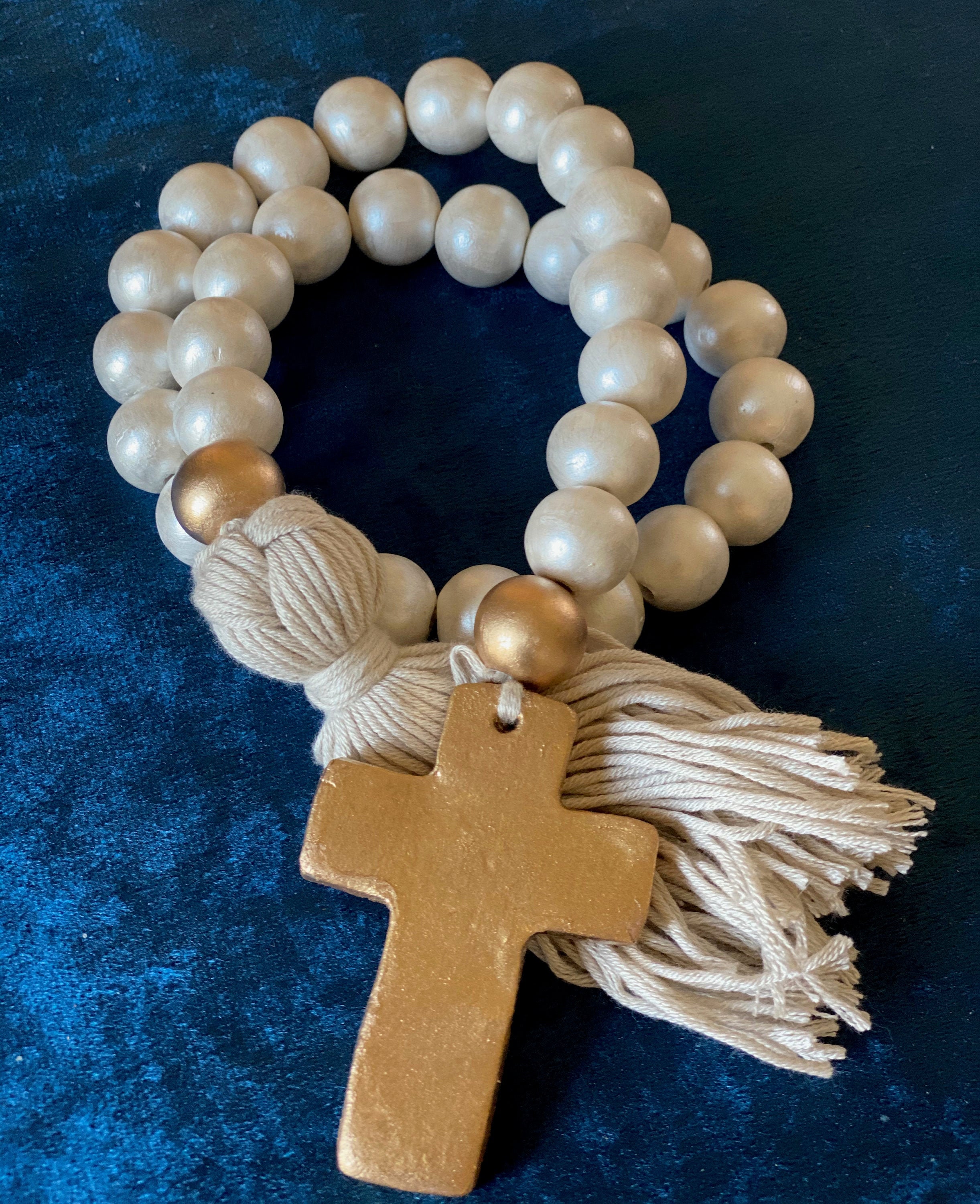 Small Blessing Bead Garland With Cross and Tassel - Etsy