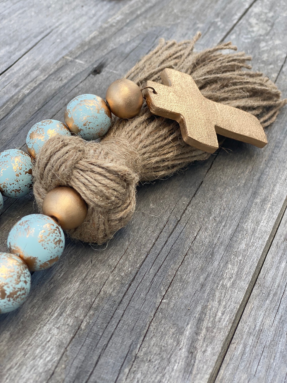 Large Blessing Bead Garland With Clay Cross and Tassel - Etsy
