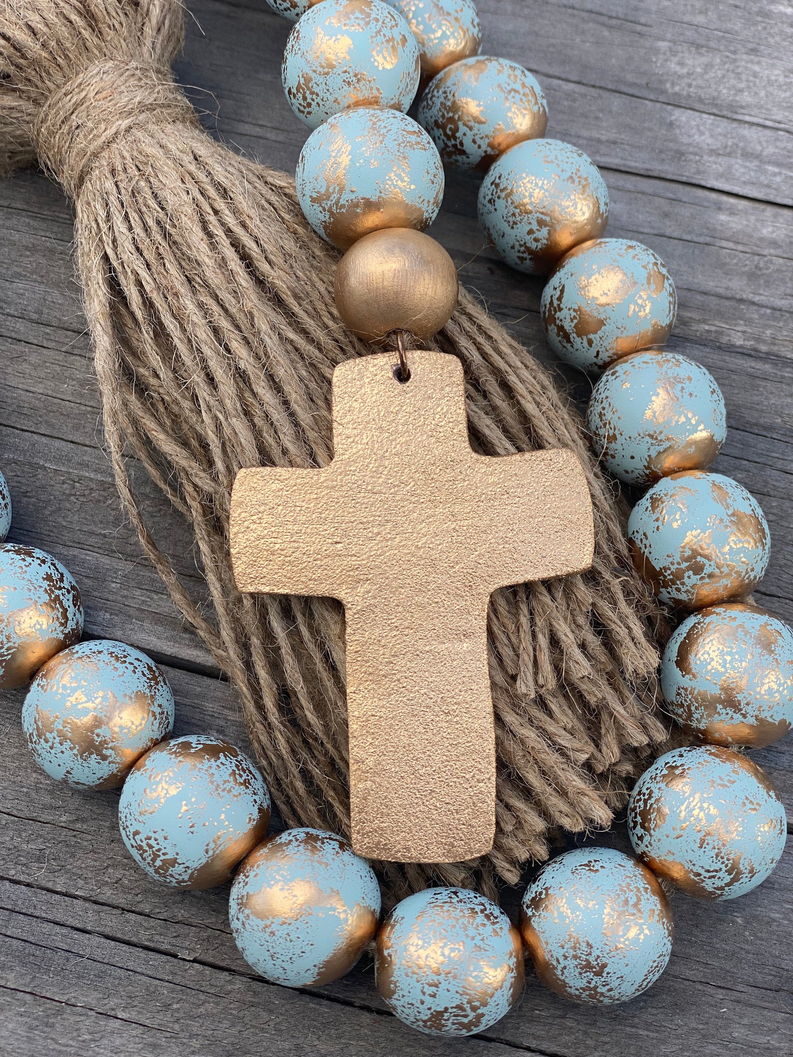 Large Blessing Bead Garland With Clay Cross and Tassel - Etsy