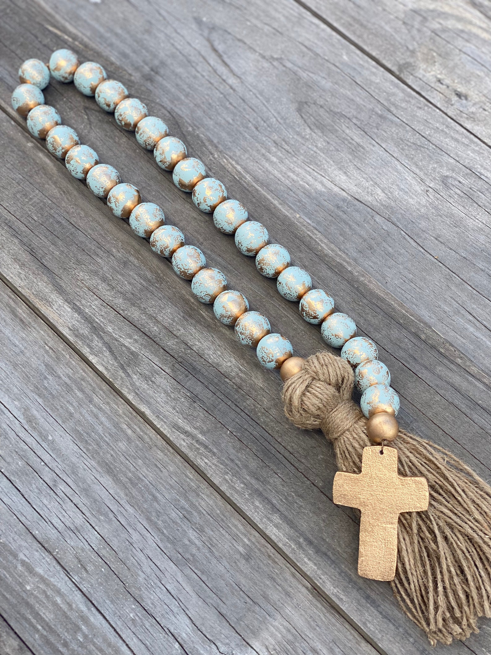 Large Blessing Bead Garland With Clay Cross and Tassel - Etsy