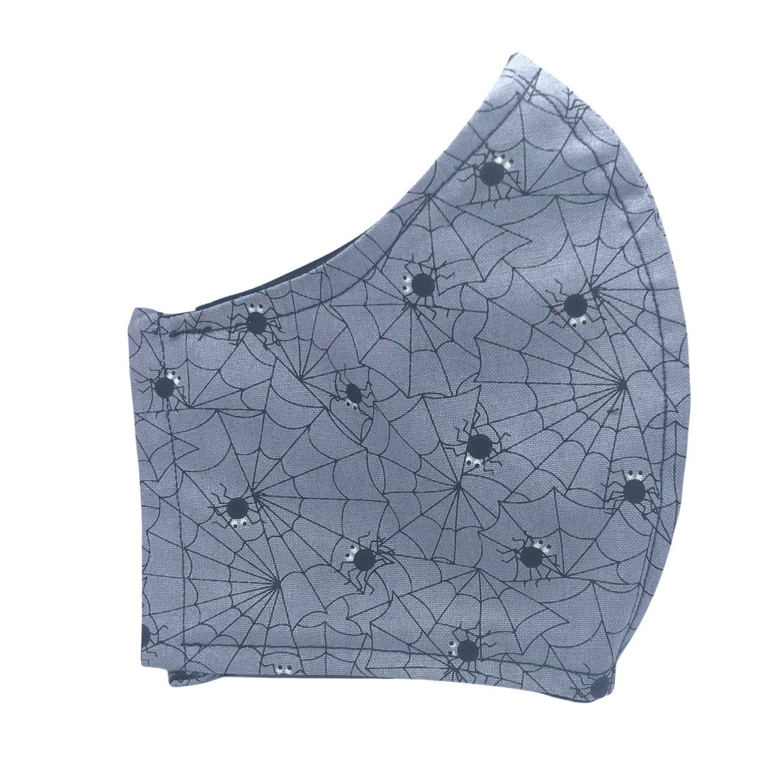 Grey Spider Face Mask Cover With Nose Wire & Filter Pocket • Kids Face ...