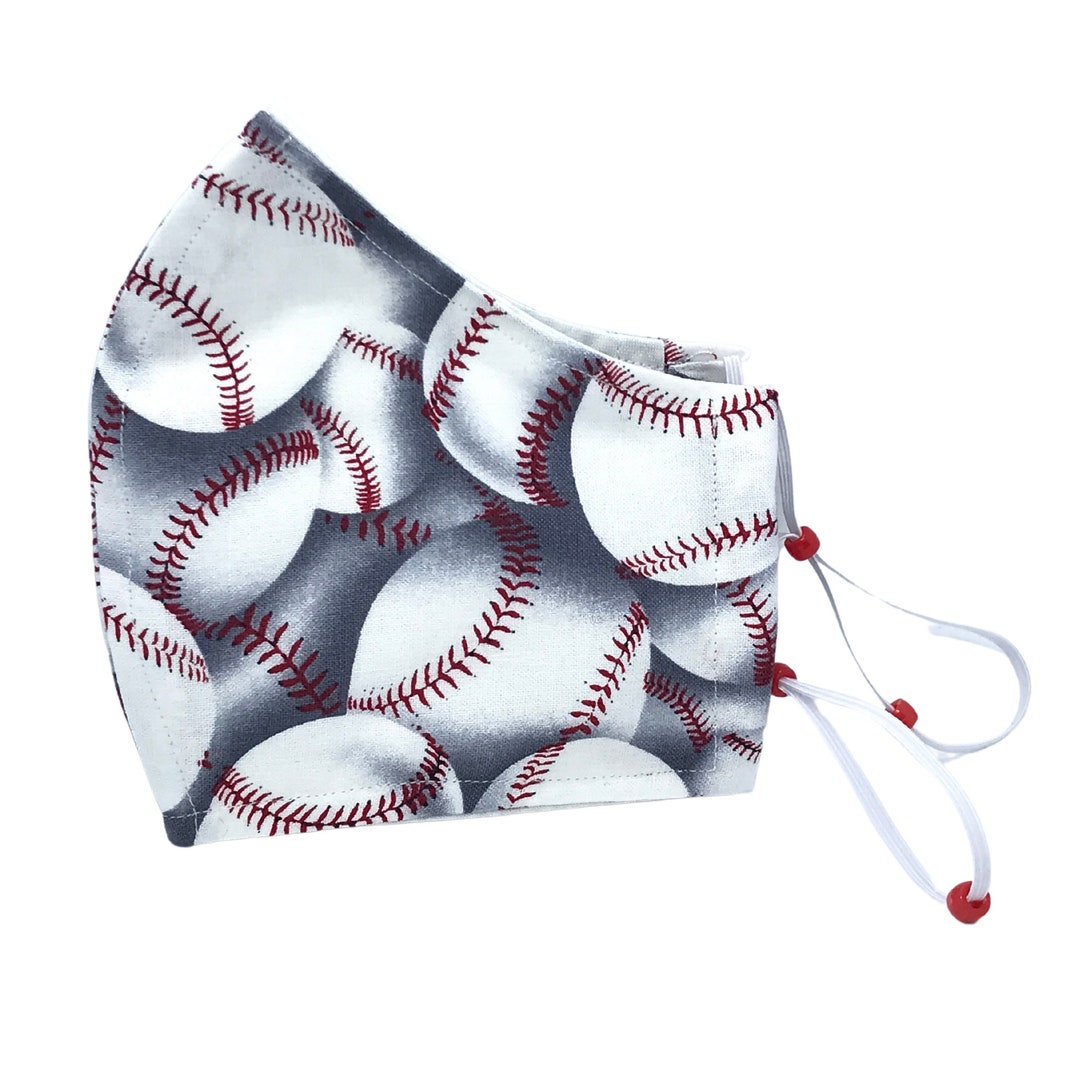 White Baseball Face Mask Cover With Nose Wire and Filter Pocket ...