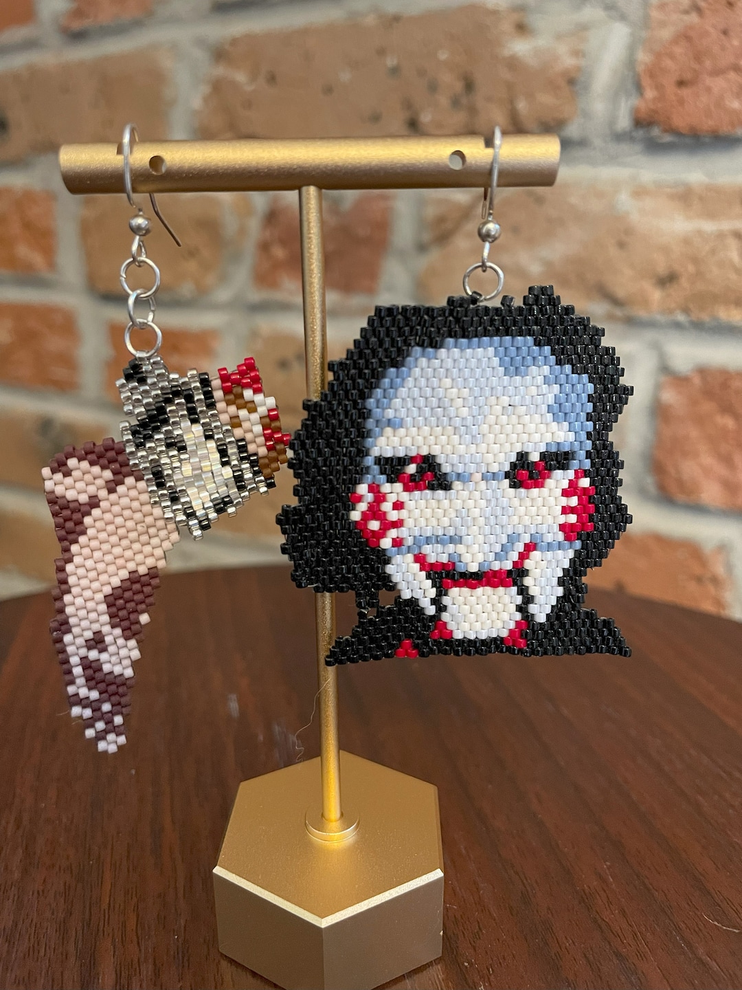 Saw, Billy the Puppet and Severed Foot Seed Bead Dangle & Drop Earrings ...