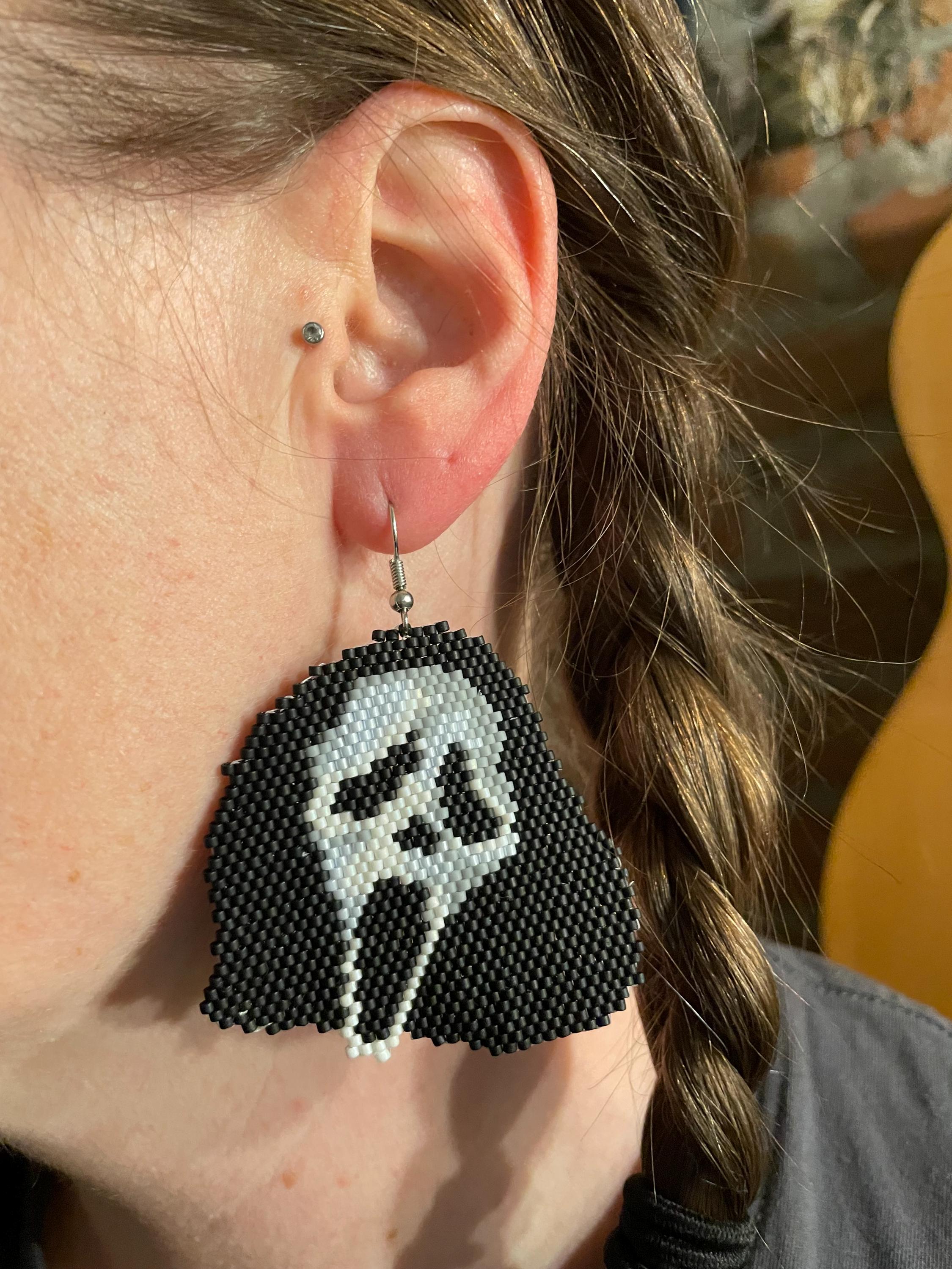 Scream, Ghostface and Drew Barrymore Seed Bead Dangle & Drop Earrings, Hand-woven - Etsy