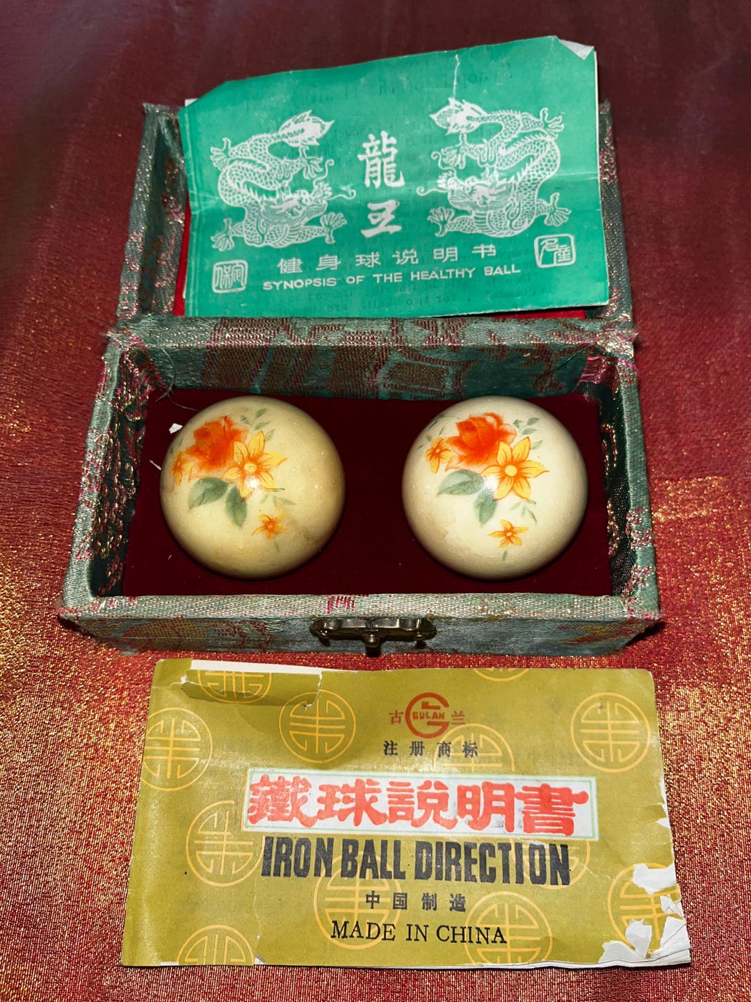Vintage CHINESE GRANIPHYRIC JADE Baoding Balls Meditation Stress Relief ...