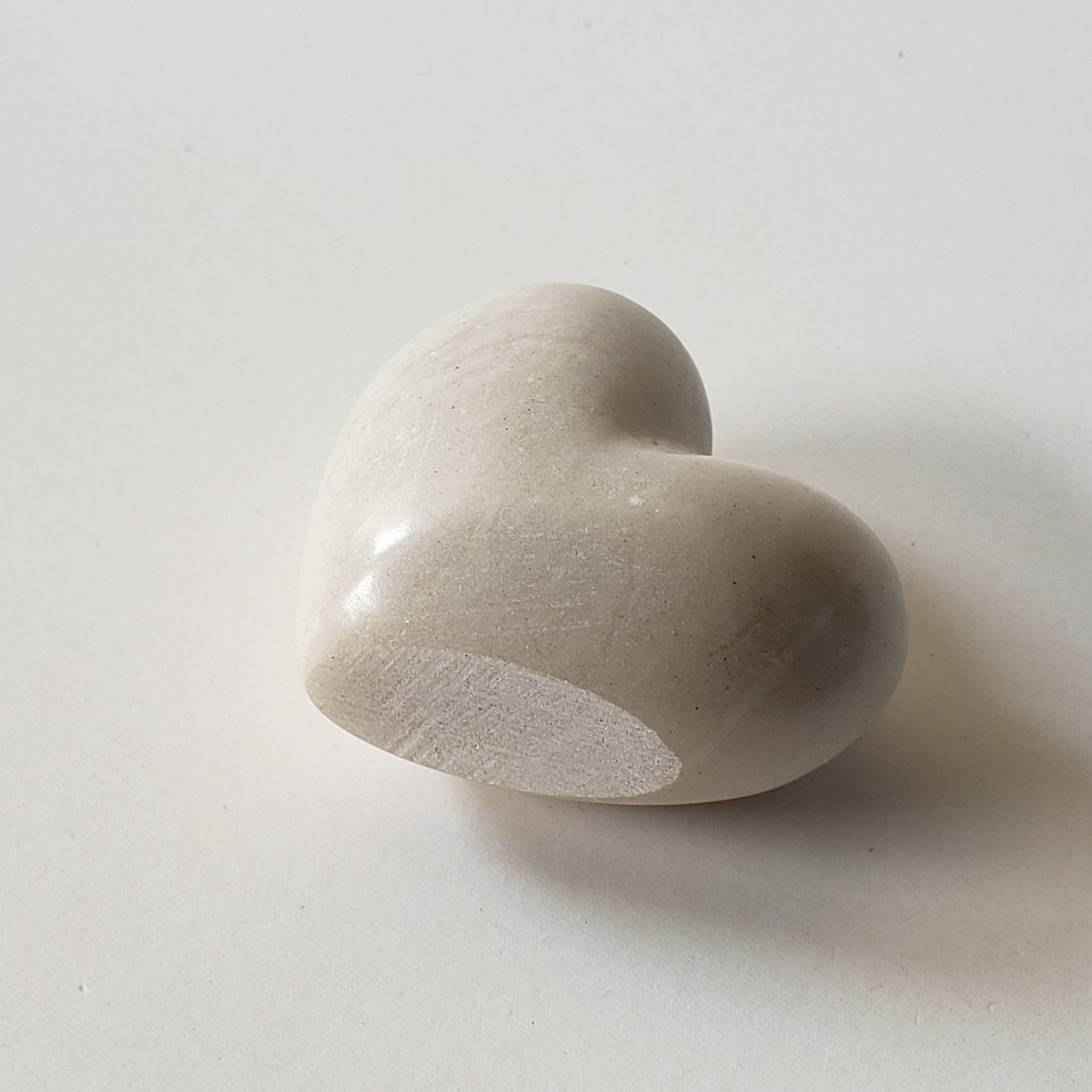 Natural Ivory Alabaster Heart Stone, 2" Matte Finish Palm Stone, Home ...