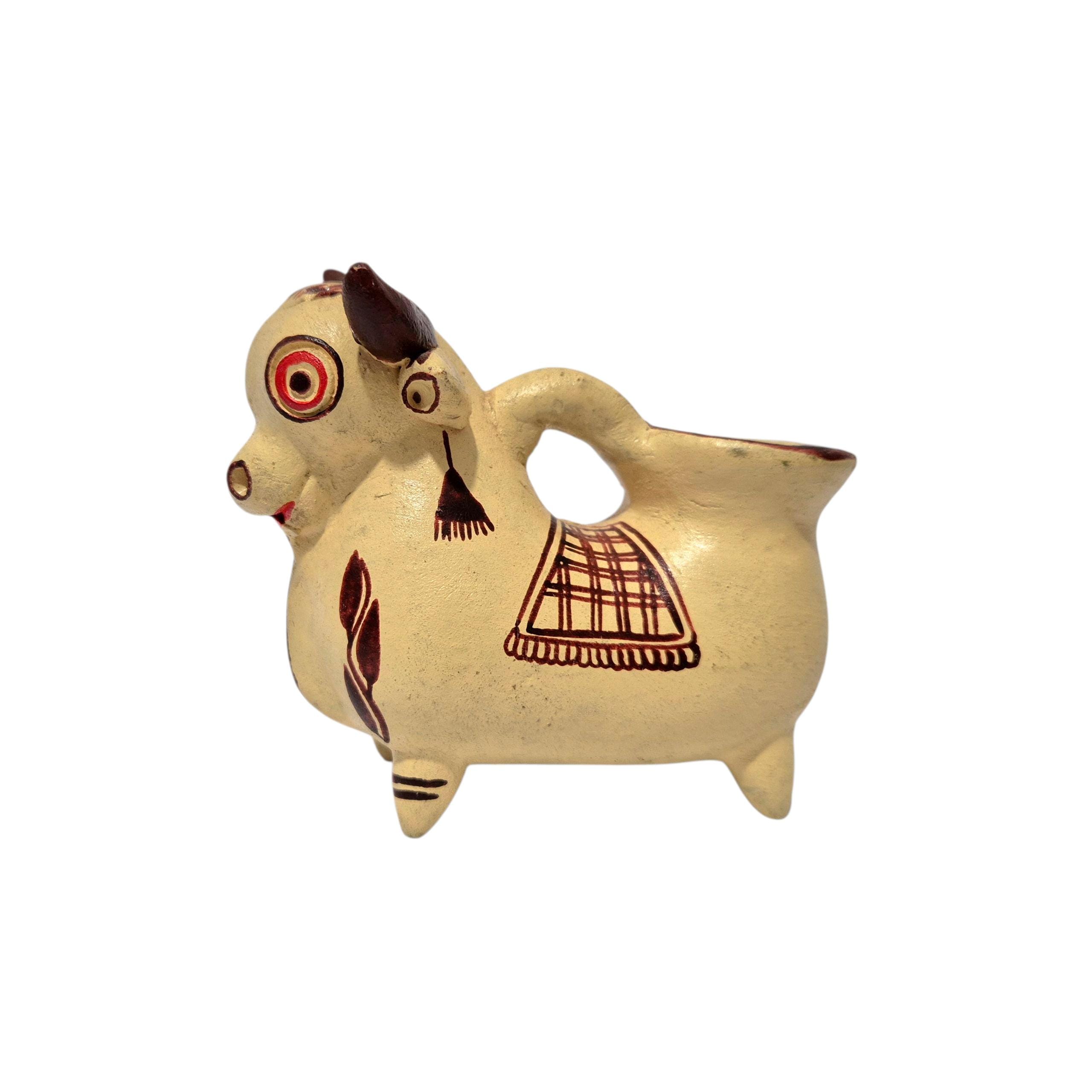 Andean Ceramic Bull Figurine | Hand-painted Torito | Peru Home Decor - Etsy
