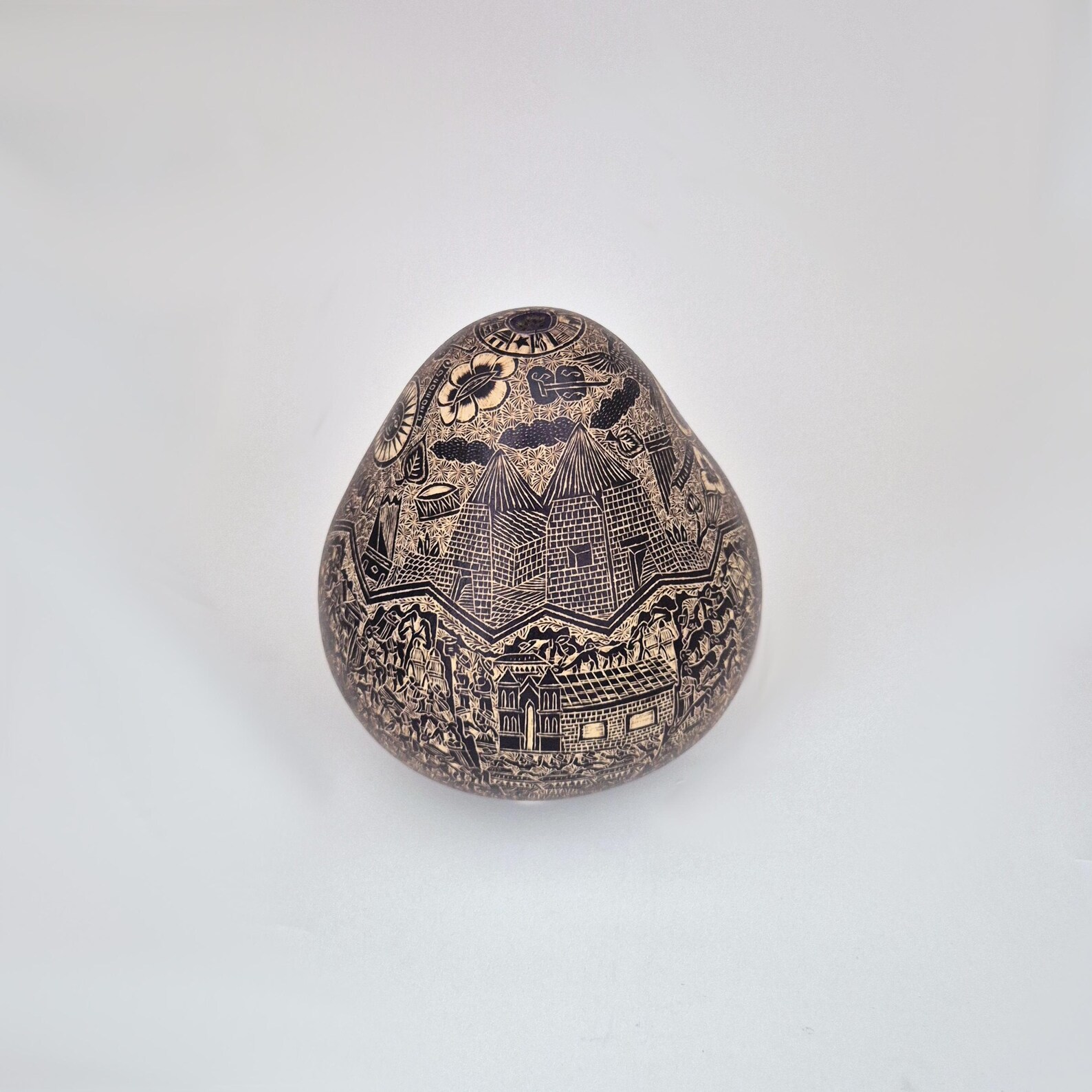 Hand-carved Peruvian Gourd – Handmade Andean Design Ornament ...