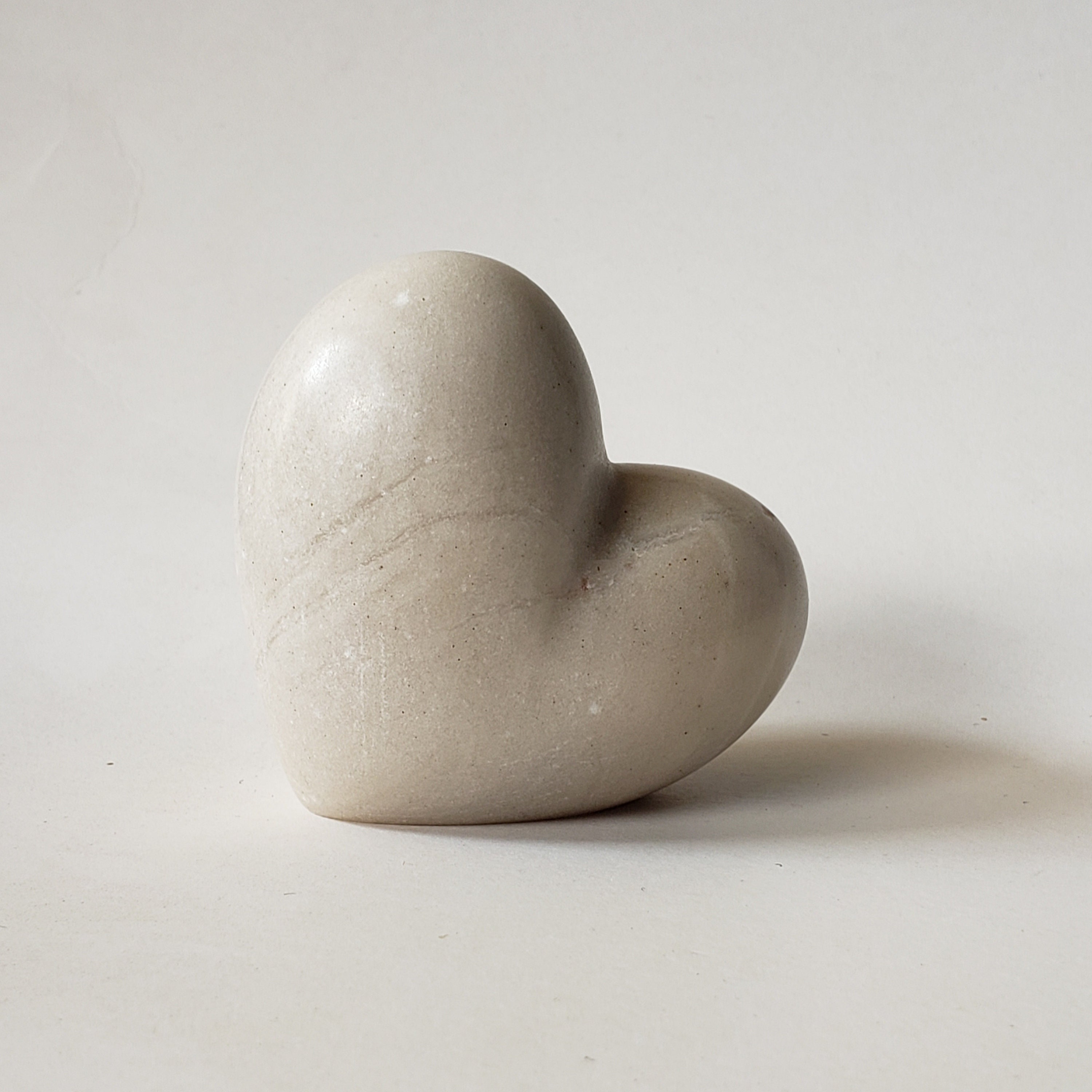 Natural Ivory Alabaster Heart Stone, 2" Matte Finish Palm Stone, Home ...