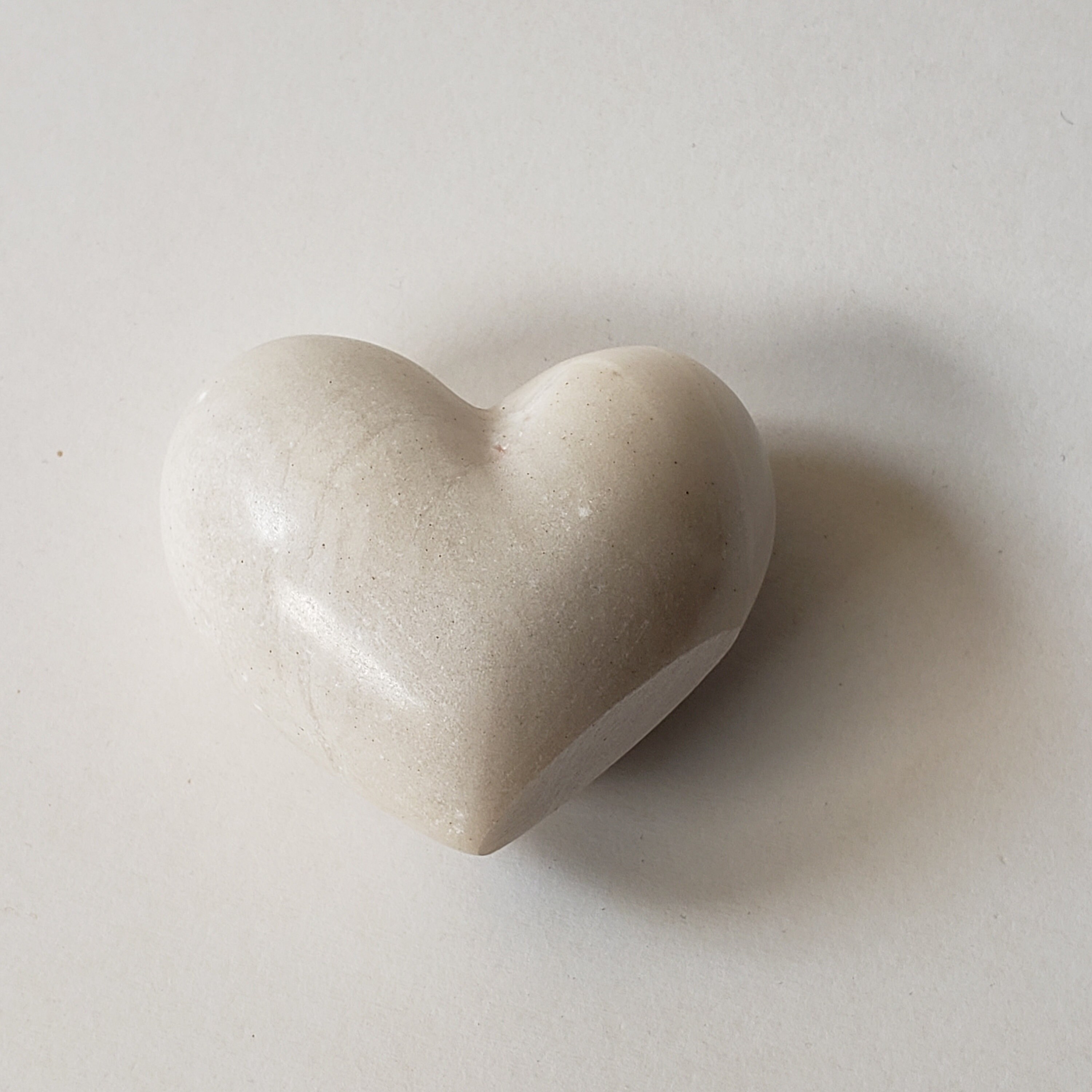 Natural Ivory Alabaster Heart Stone, 2" Matte Finish Palm Stone, Home ...
