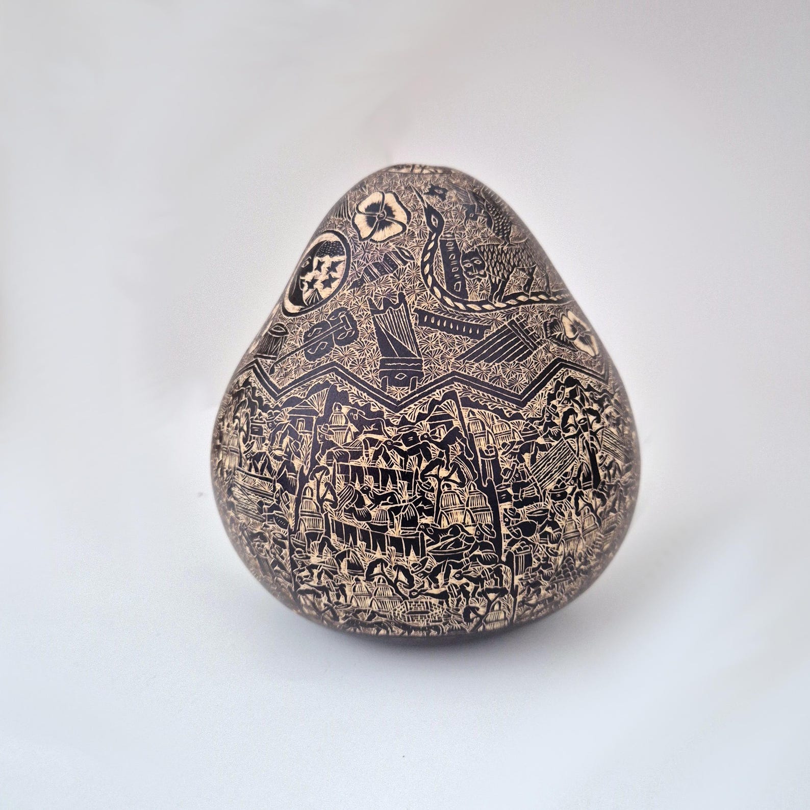 Hand-carved Peruvian Gourd – Handmade Andean Design Ornament ...