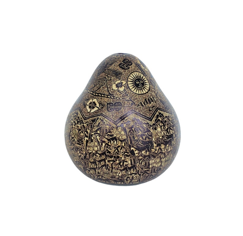 Hand-carved Peruvian Gourd Handmade Andean Design Ornament, Masterpiece ...