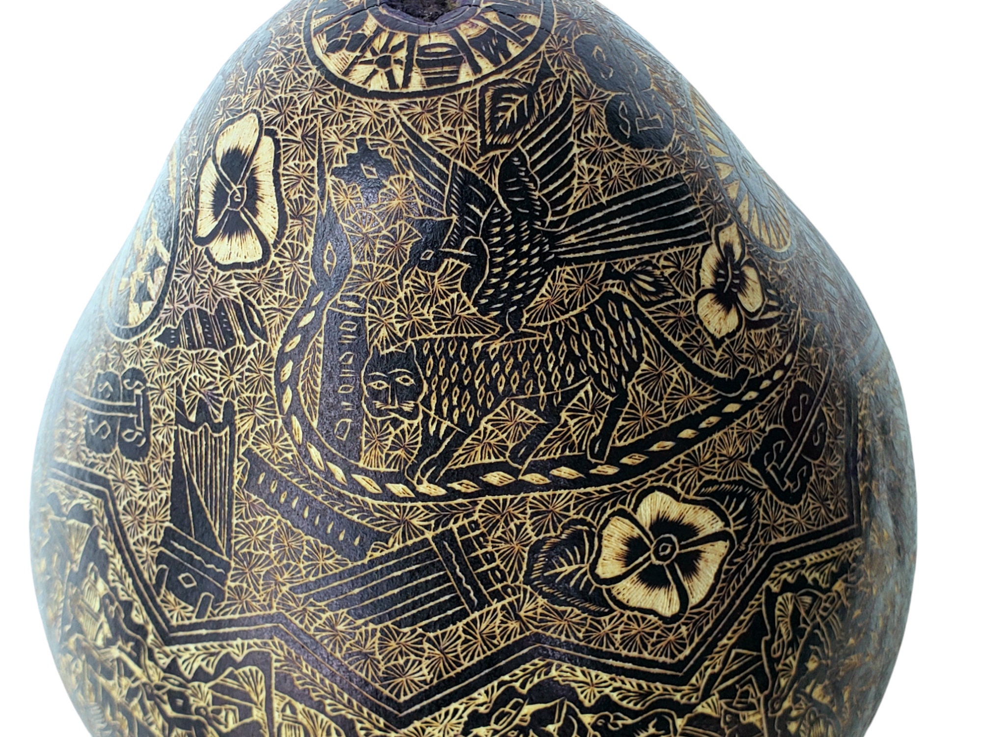 Hand-carved Peruvian Gourd Handmade Andean Design Ornament, Masterpiece ...