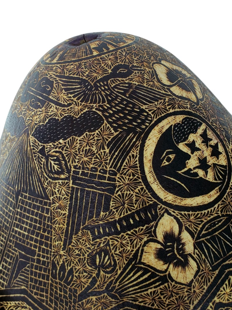 Hand-carved Peruvian Gourd Handmade Andean Design Ornament, Masterpiece ...