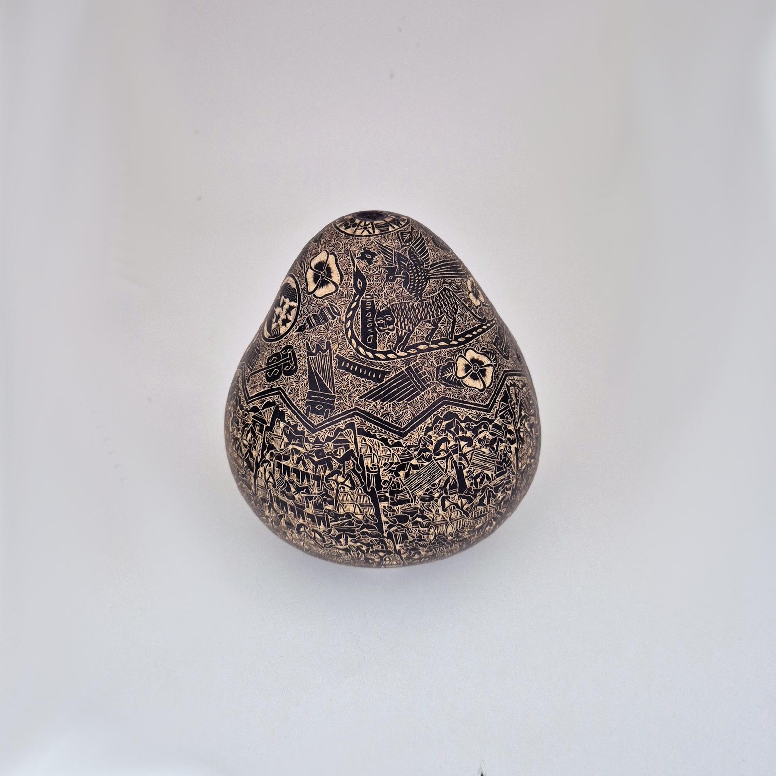 Hand-carved Peruvian Gourd – Handmade Andean Design Ornament ...