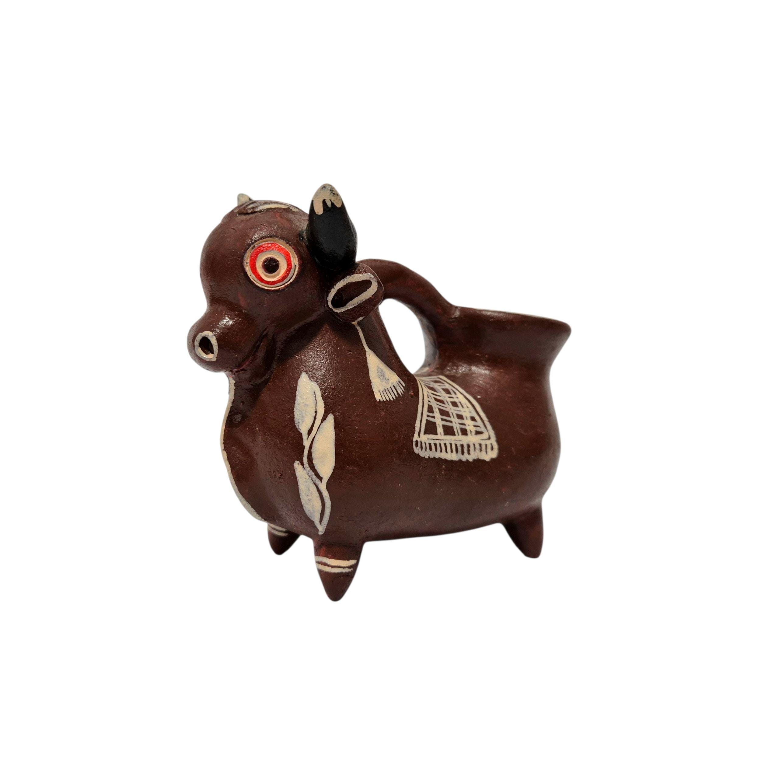 Andean Ceramic Bull Figurine | Hand-painted Torito | Peru Home Decor - Etsy