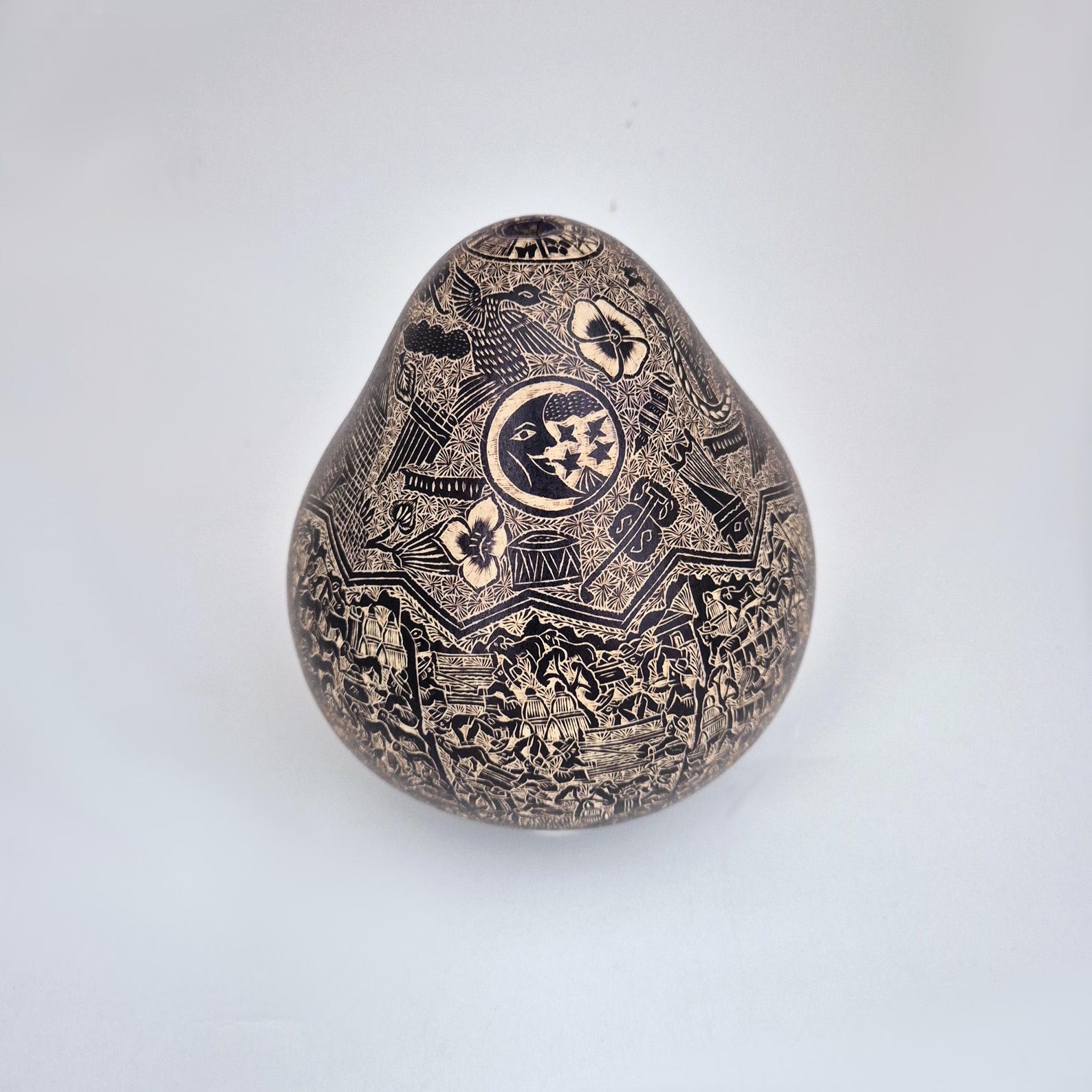 Hand-carved Peruvian Gourd – Handmade Andean Design Ornament ...
