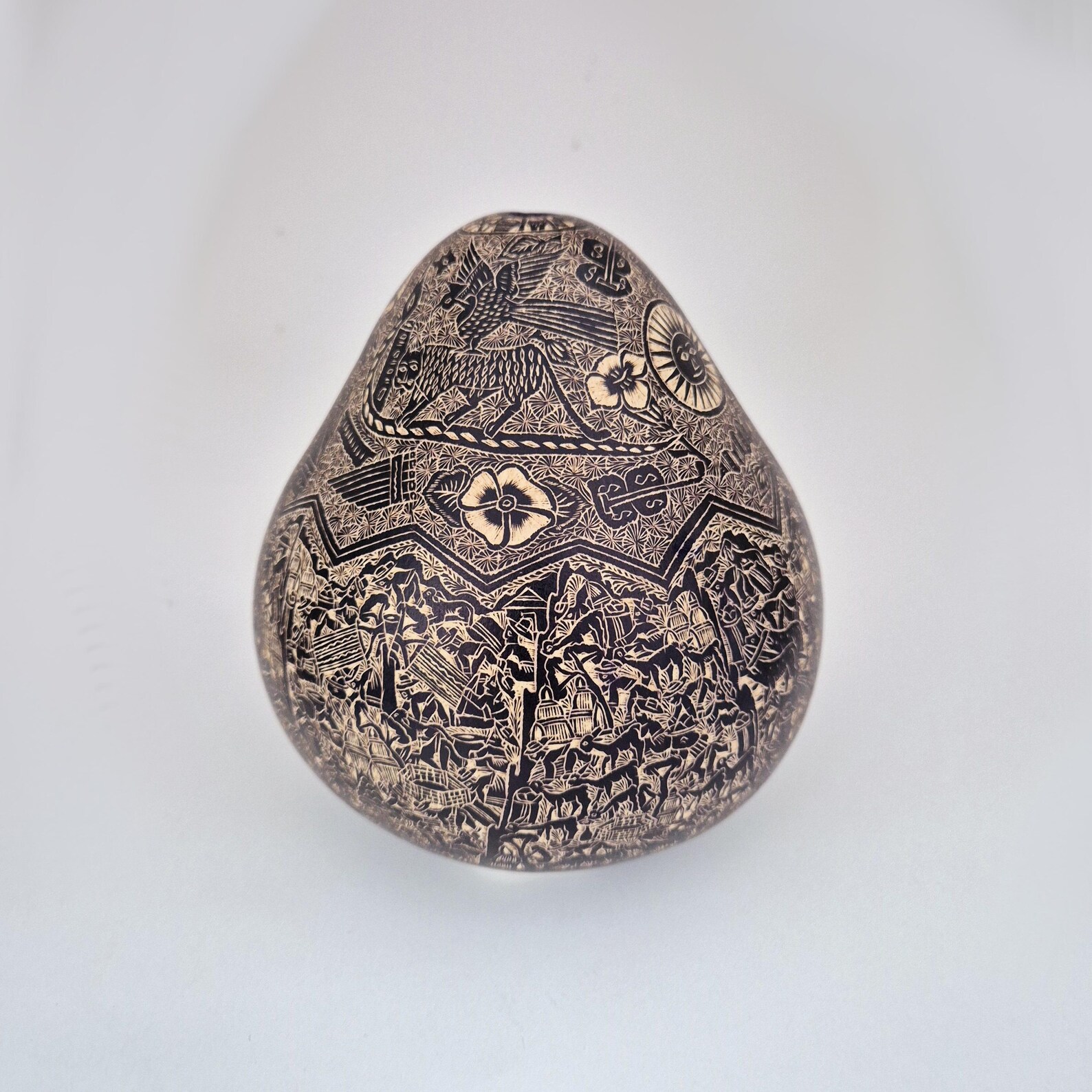 Hand-carved Peruvian Gourd – Handmade Andean Design Ornament ...