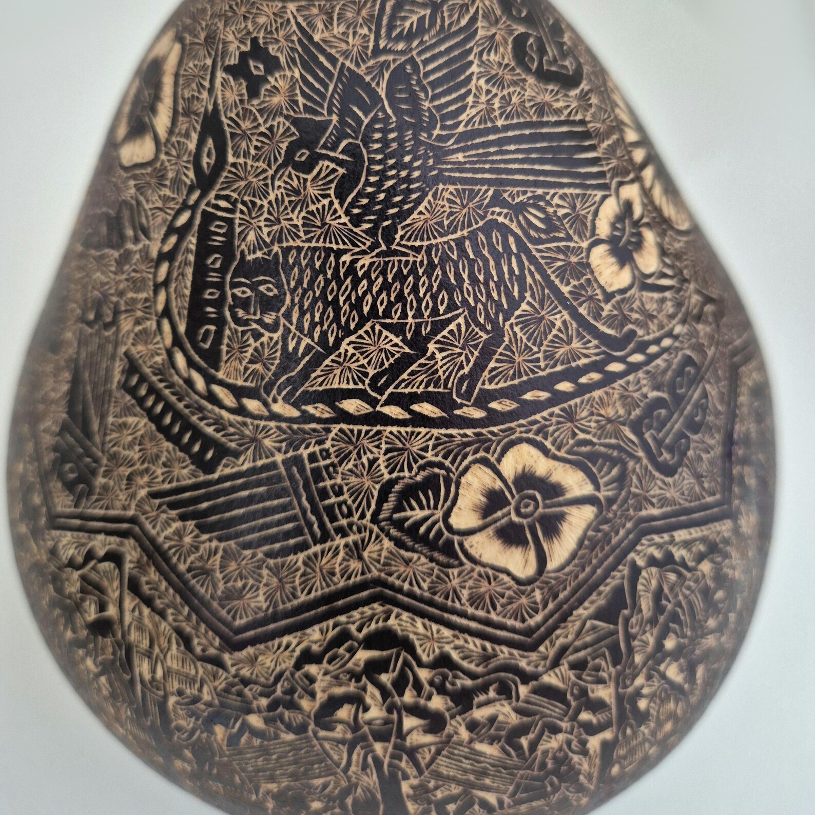 Hand-carved Peruvian Gourd – Handmade Andean Design Ornament ...