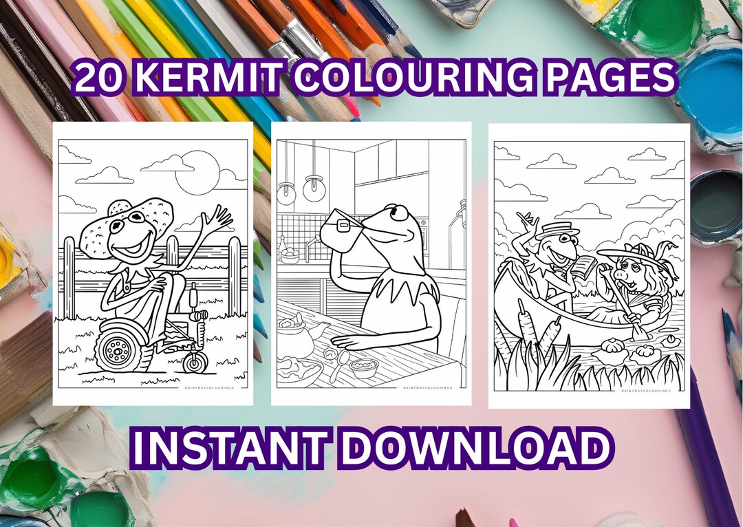 20 Kermit Kids Coloring Pages, Children's Activity Sheets, Cartoon ...