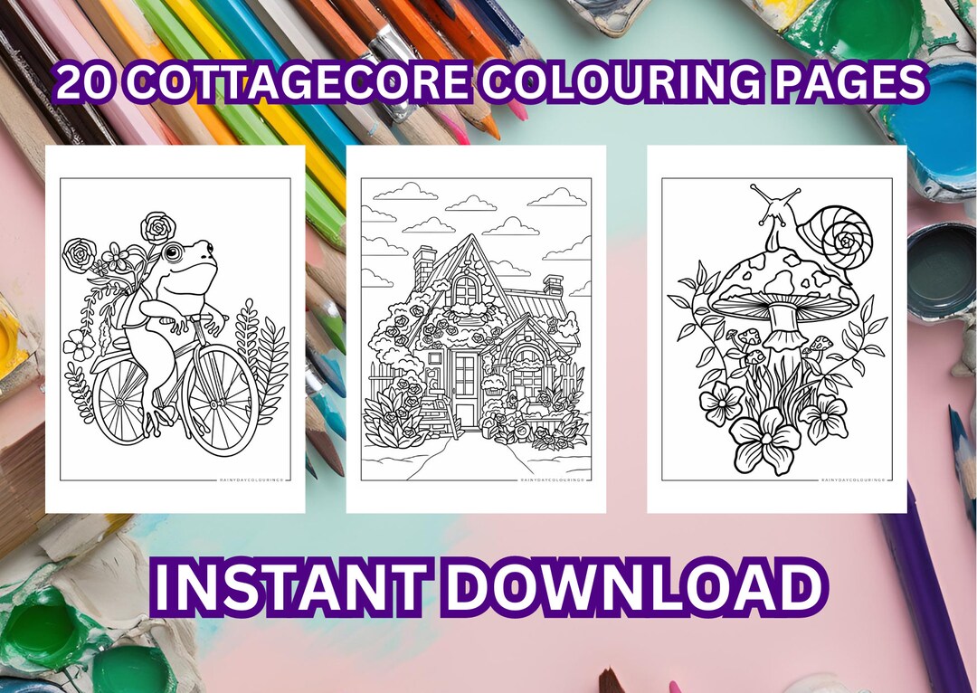 Cottage Core Colouring Pages Digital Download, Botanical Drawings ...