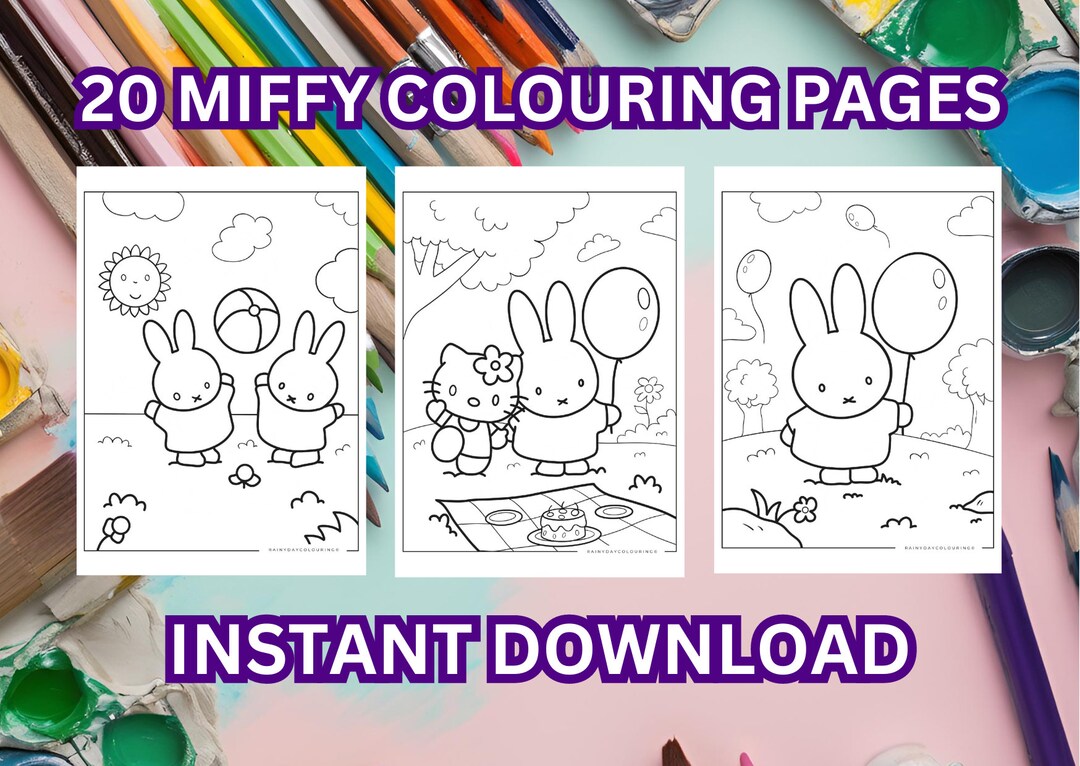 20 Miffi Rabbit Coloring Pages Digital Download, Cute Cartoon ...