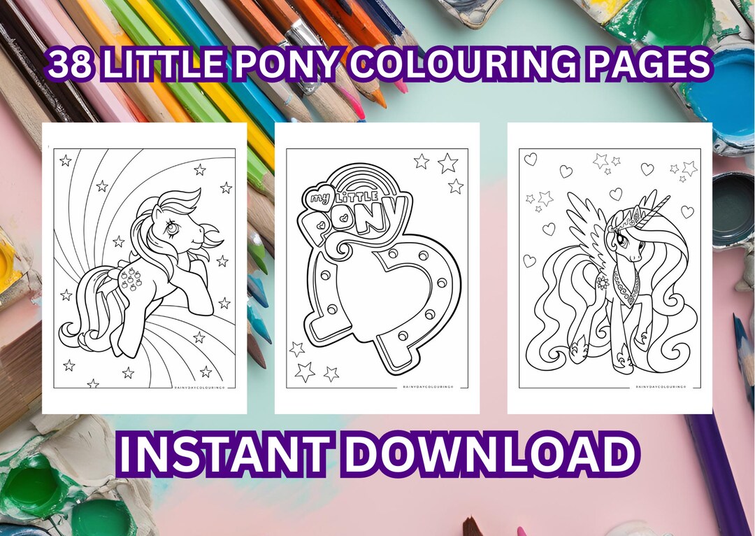 38 Little Ponies Coloring Pages Bundle, Digital Kids Activity Set ...