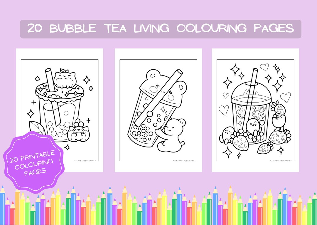 Bubble Tea Colouring Pages for Kids and Teens, 20 Kawaii Printable ...