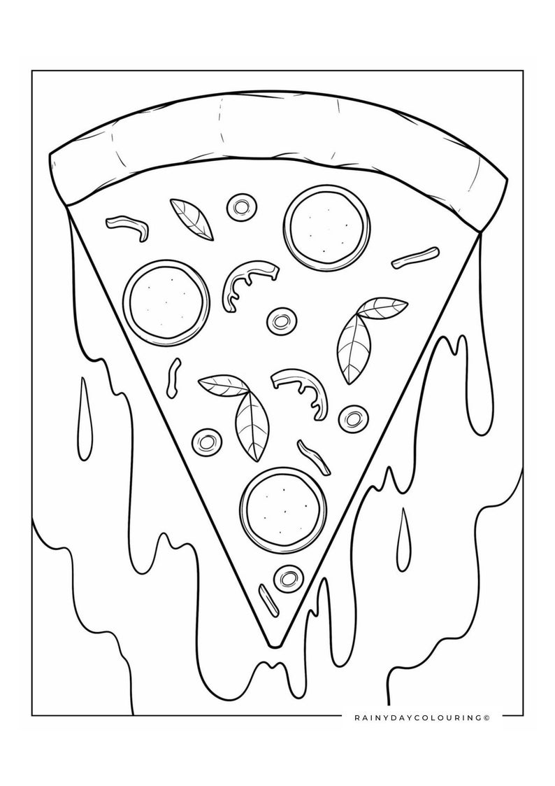 20 Printable Pizza Coloring Pages Set, Digital Food Coloring Sheets ...
