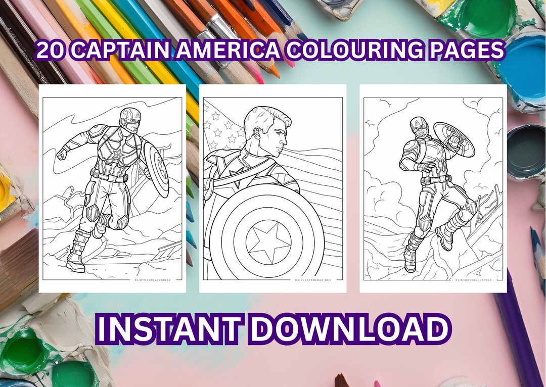 20 Captain Americano Coloring Pages Digital Download, Kids Coloring ...