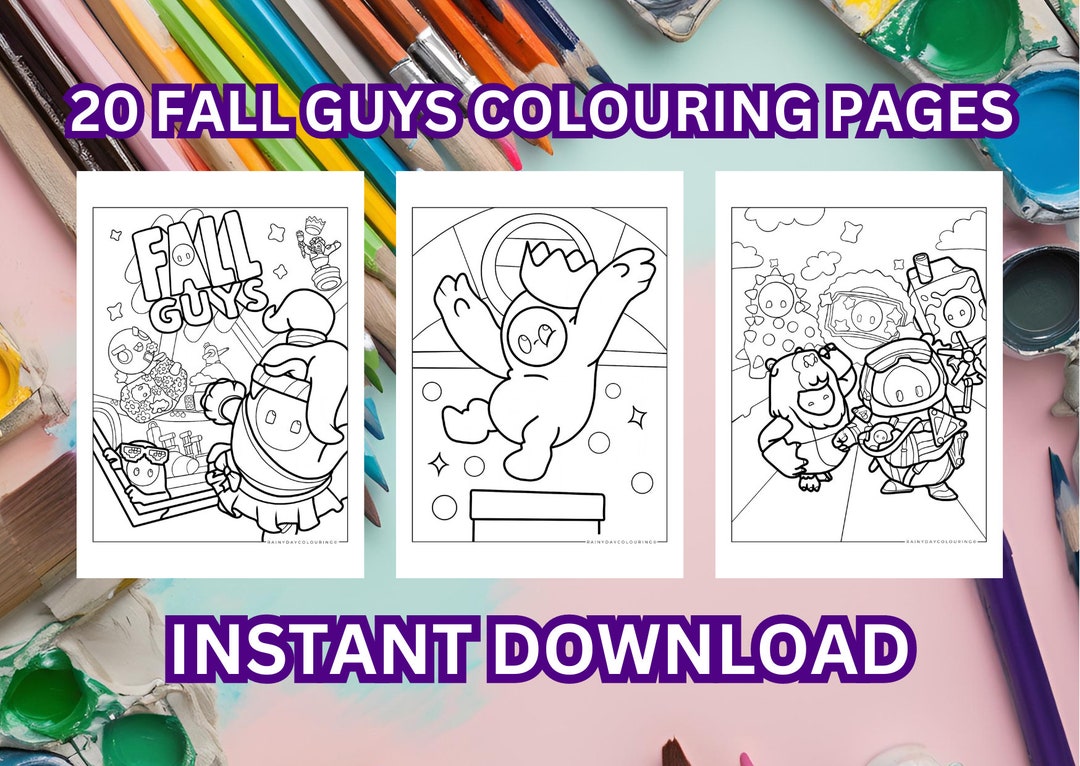 Falling Guy Gaming Coloring Pages, Digital Coloring Sheets, Boys ...