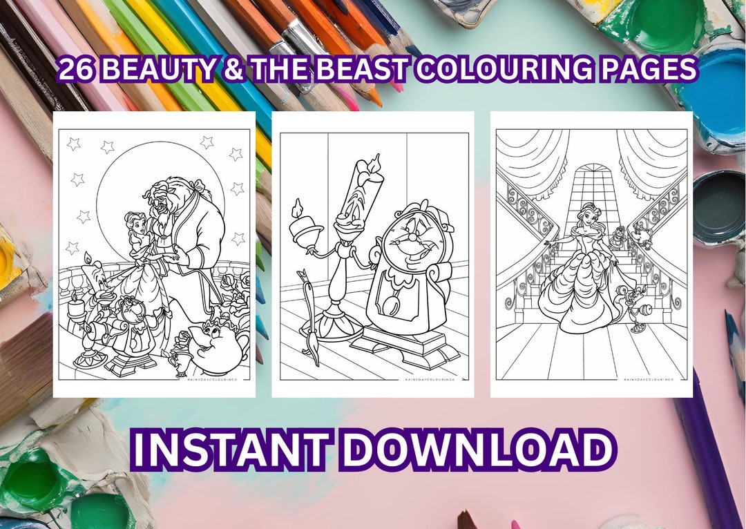 26 Belle and Beast Coloring Sheets, Fairy Tale Coloring Pages ...