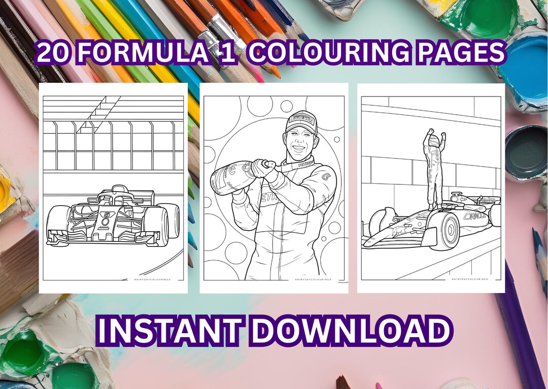 20 Formula 1 Race Car Coloring Pages, Kids Coloring Book, Vehicle ...
