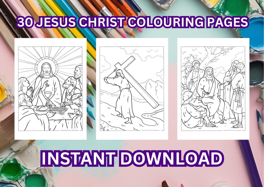 30 Jesus Christ Coloring Bundle Digital Download, Christian Coloring ...