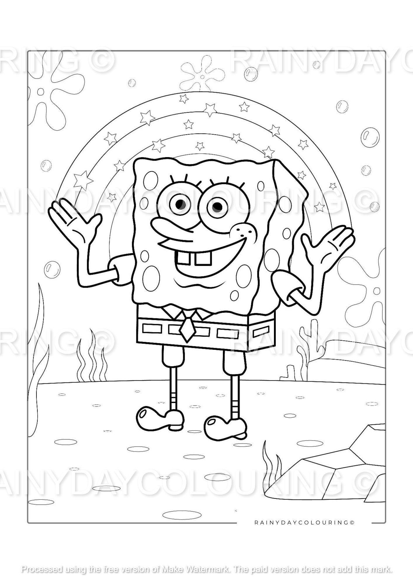 24 Spongebobs Coloring Pages for Kids, Digital Cartoons Printables ...